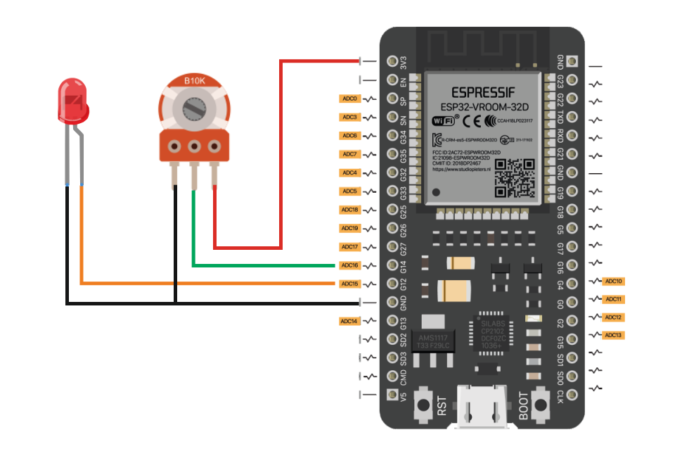 ESP 32 - Потенциометр + PWM LED | Пикабу